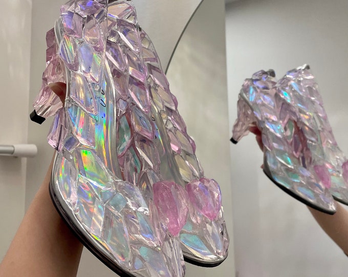 Pink Cinderella Glass Slipper Wedding Shoes Fairytale Disney Princess ...
