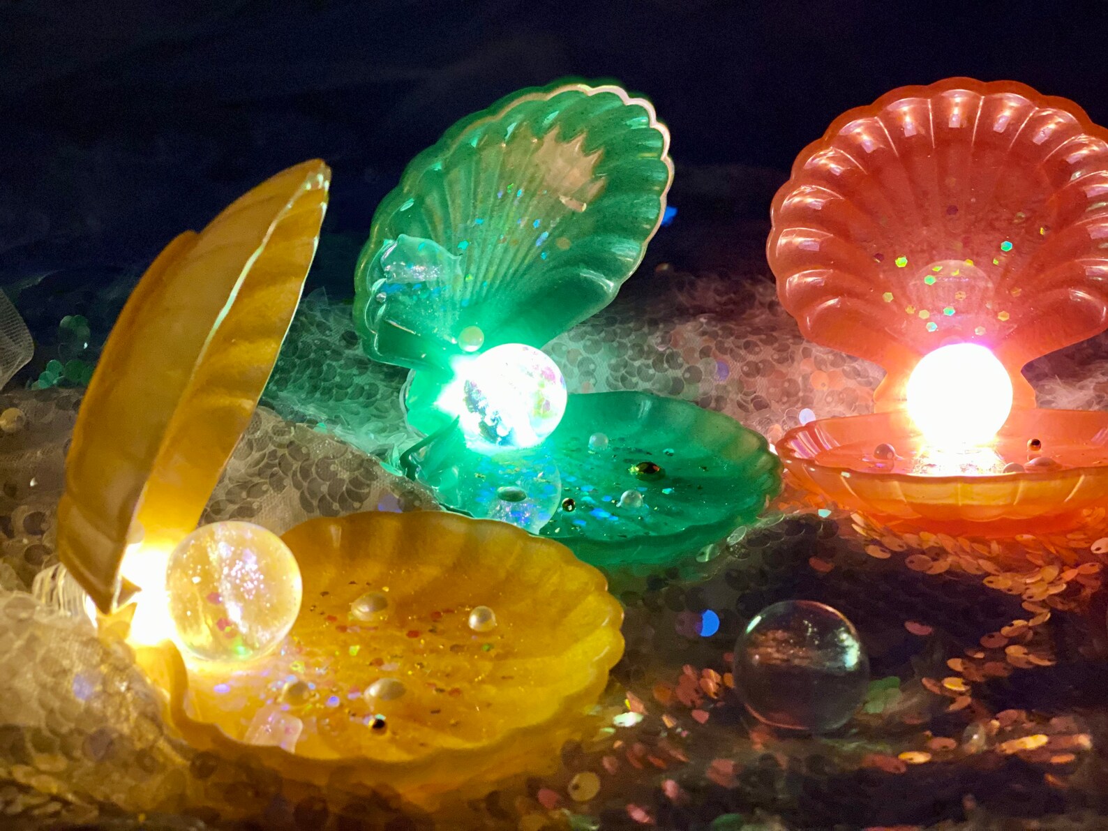 Crystal Pearl Shell Night Light Warm White Lamp Little Mermaid - Etsy