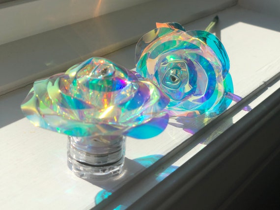 Galaxy rainbow rose night light warm light stand romantic | Etsy