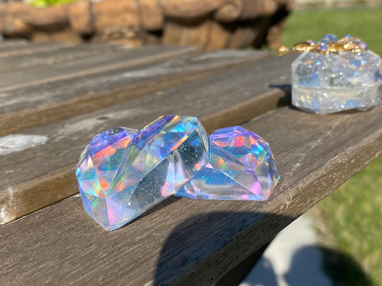 Multicolour Clear Resin Heart Pendant Shin Like Crystal - Etsy