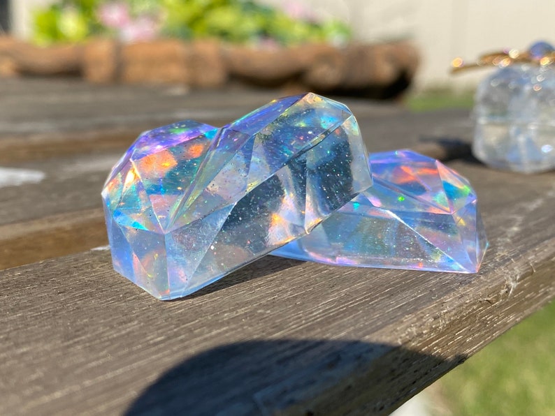 Multicolour Clear Resin Heart Pendant Shin Like Crystal - Etsy