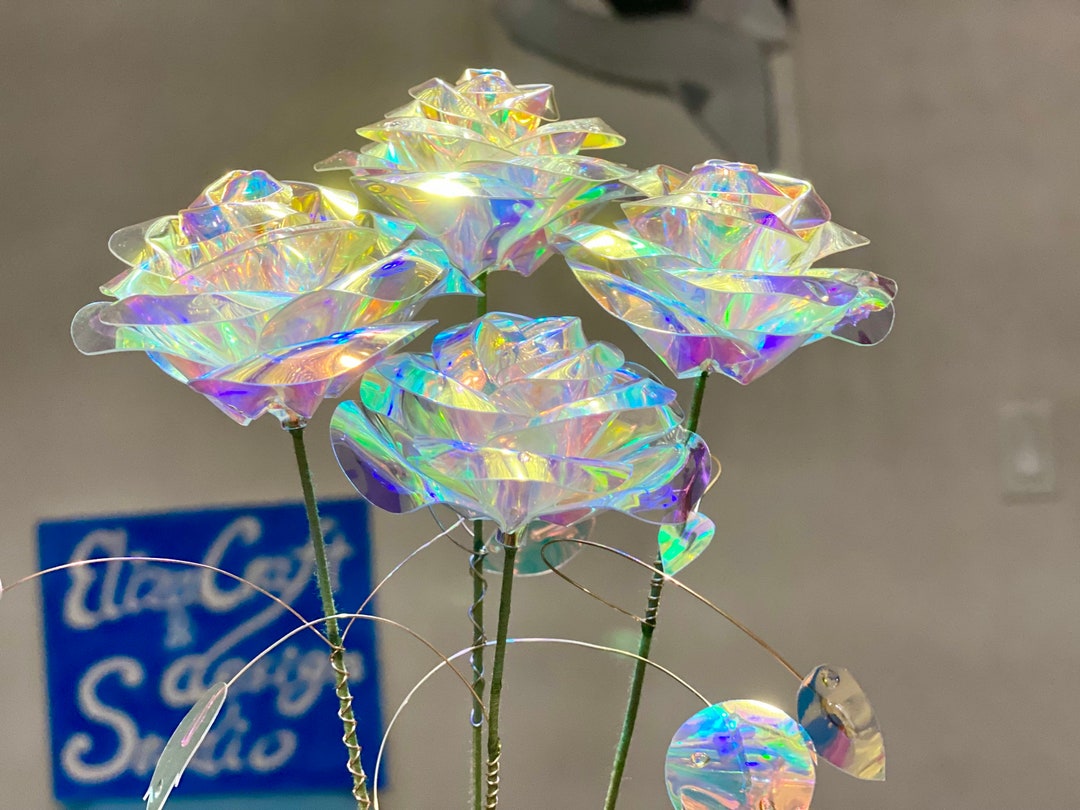 Rose Flower Multicolored Shine as Crystal and Glass Galaxy Rose UV ...