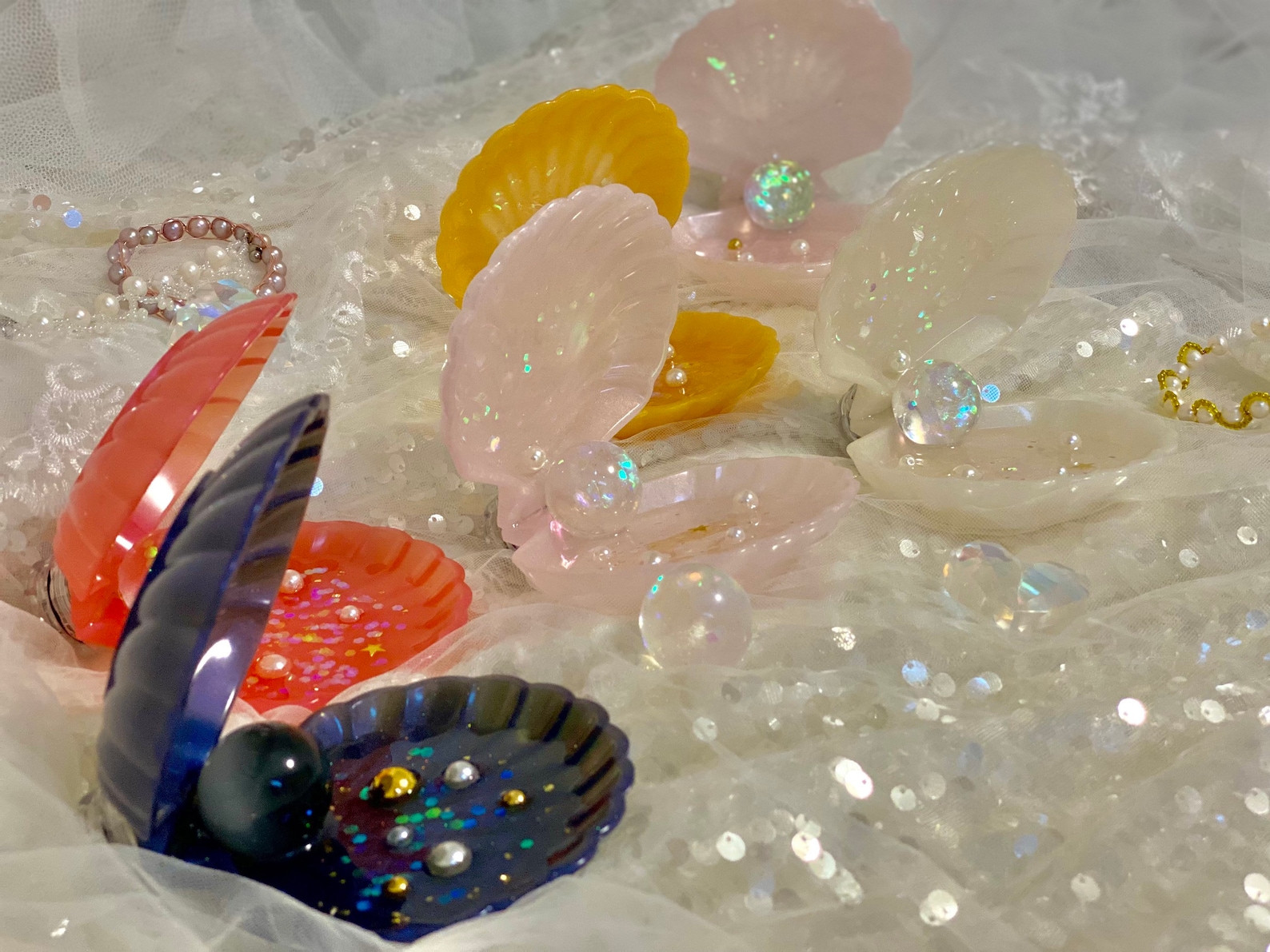 Crystal Pearl Shell Night Light Warm White Lamp Little Mermaid - Etsy