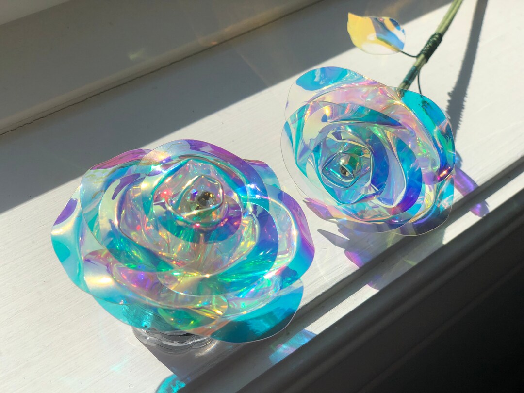 Galaxy Rainbow Rose Night Light Warm Light Stand Romantic Flower Lamp ...