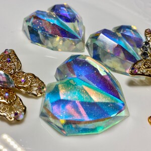Multicolour Clear Resin Heart Pendant Shin Like Crystal Rainbow ...