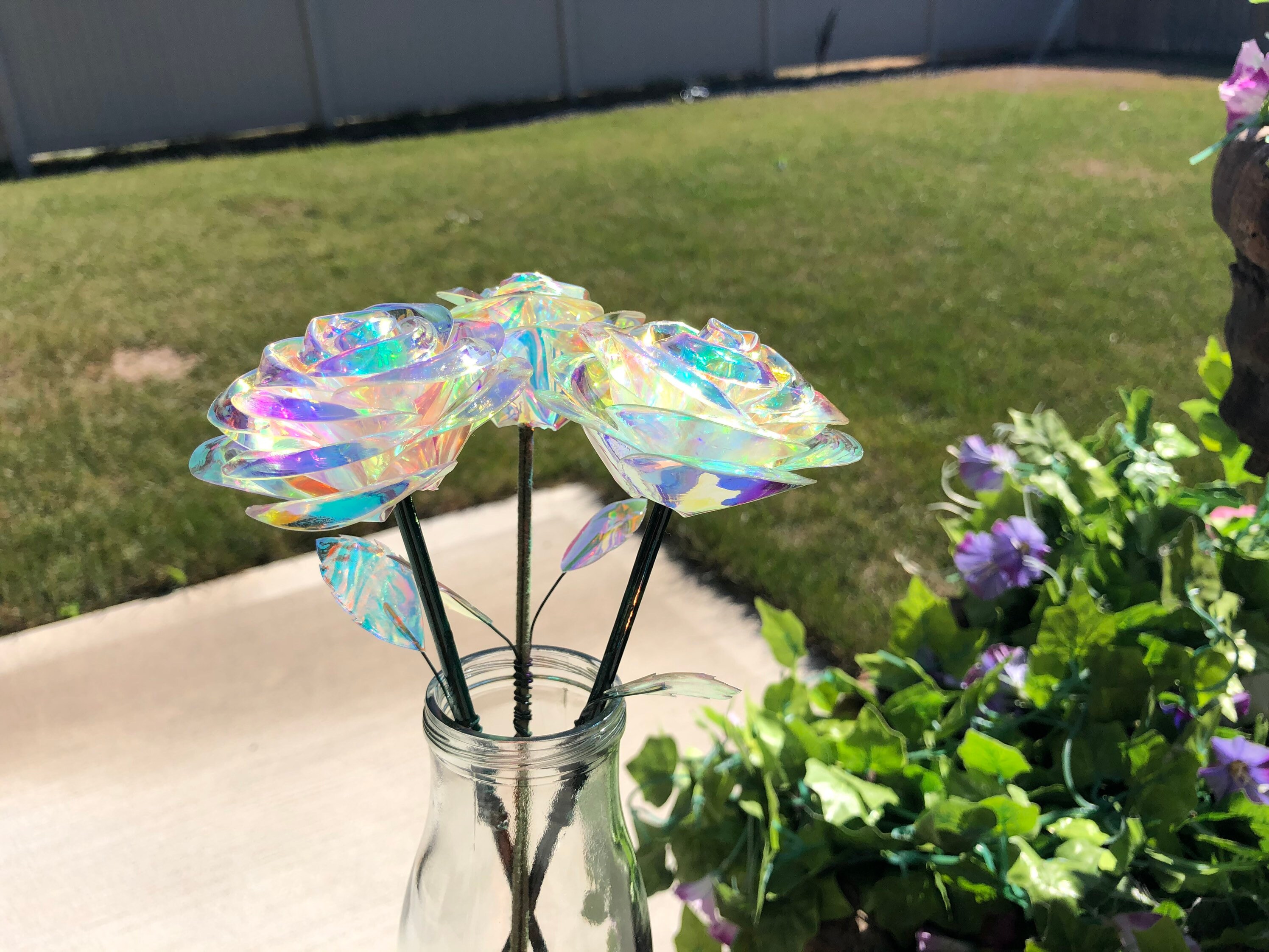 Galaxy Rainbow Rose Night Light Warm Light Stand Romantic | Etsy