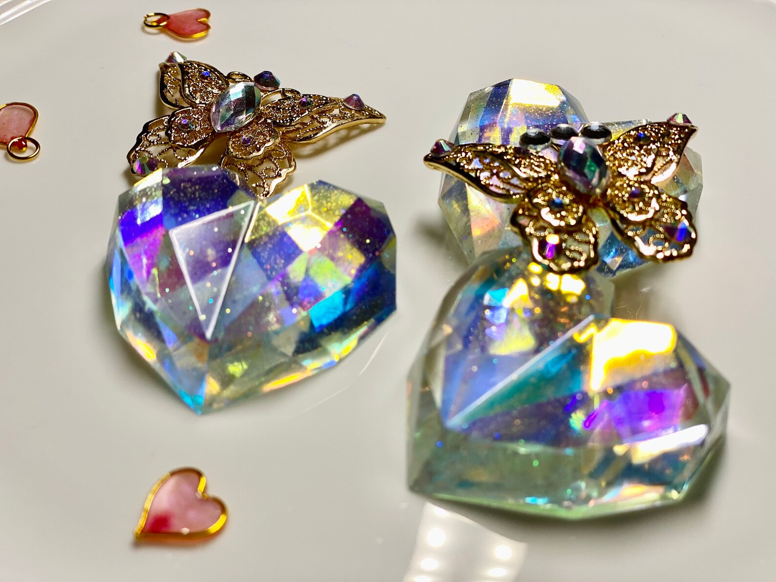 Multicolour Clear Resin Heart Pendant Shin Like Crystal - Etsy