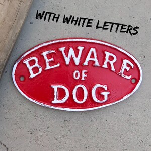 Beware of Dog Sign, Dog Lover, Cast Iron Dog Sign, Red Dog Sign, Puppy ...
