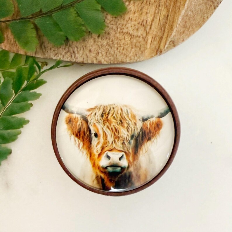Highland Cow Wooden Knob: Rustic Farmhouse Decor - Etsy