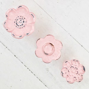 Pink Flower Knob, Pink Room, Shabby Chic, Dresser Knobs, Flower Knob, Dainty Flower Knob ...