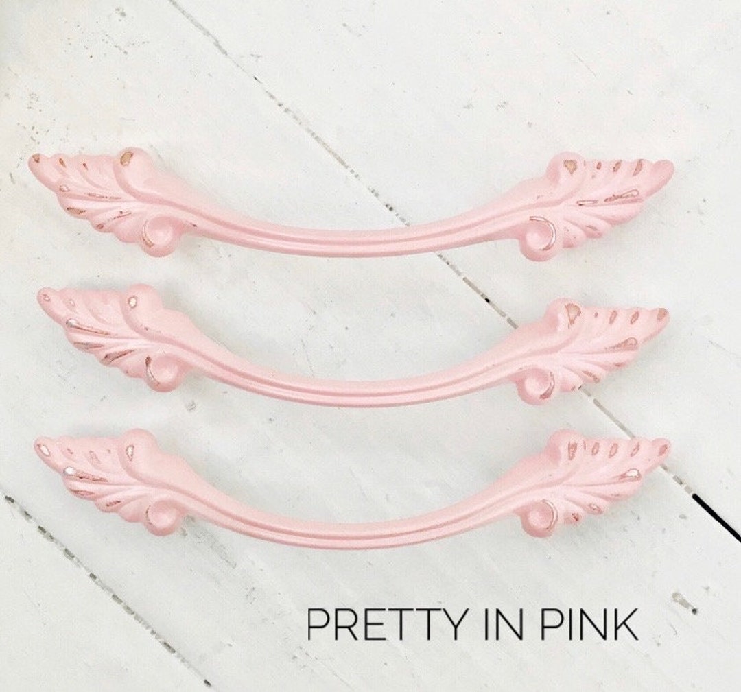 Shabby Chic Pulls, French Pulls, Leaf Pulls, Pink Dresser Pulls, Nursery Room, Victorian Style ...