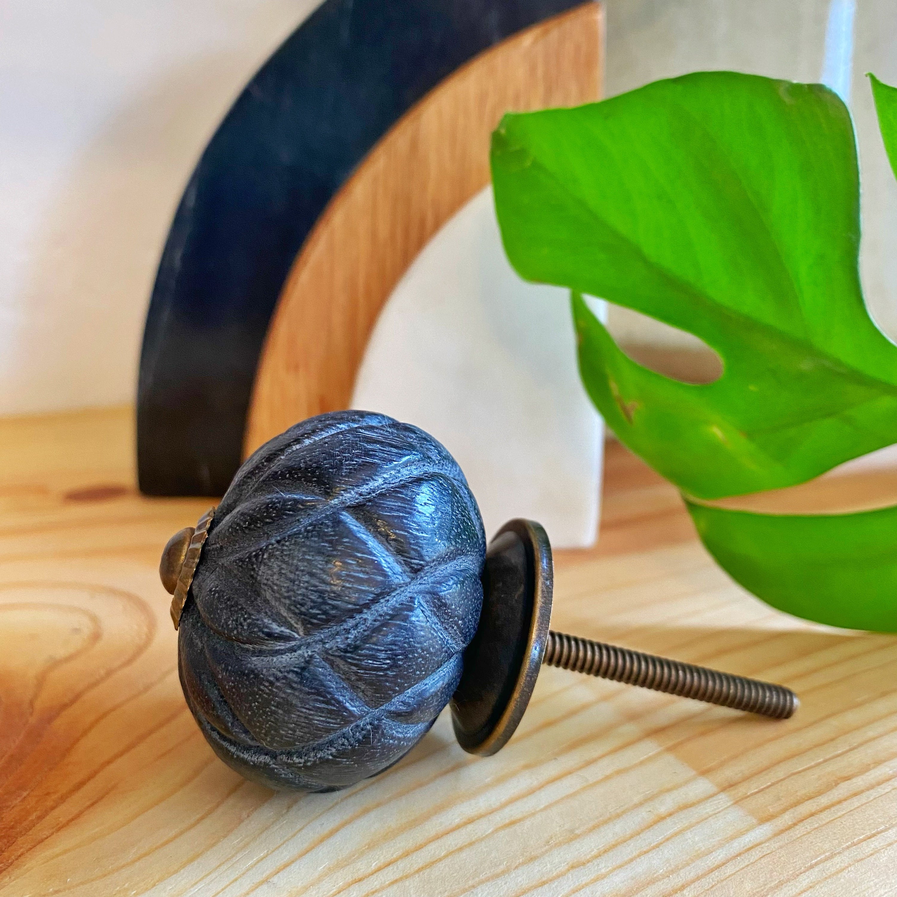 Charcoal Black Knob Black Wooden Knob Boho Knob Round Knob - Etsy