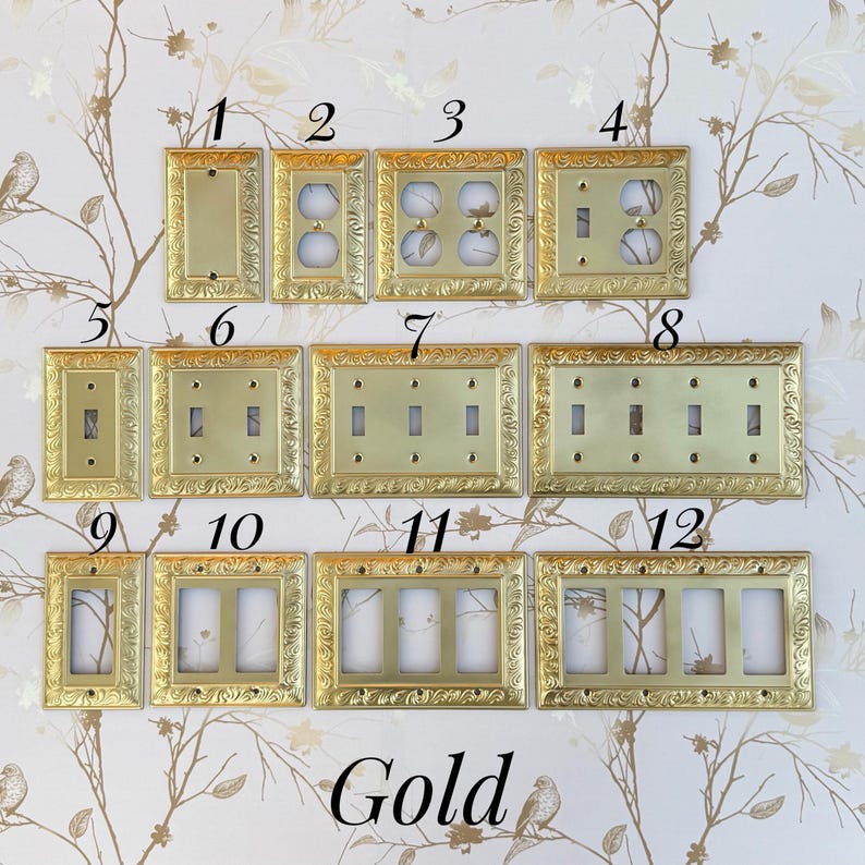 Ornate Metal Switch Plates, Raised Paisley Design, Gold Outlet Covers ...