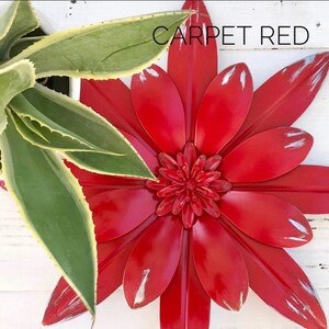Galvanized Wall Flower/ Red Metal Flower/ Flower Art/ Metal Flower ...