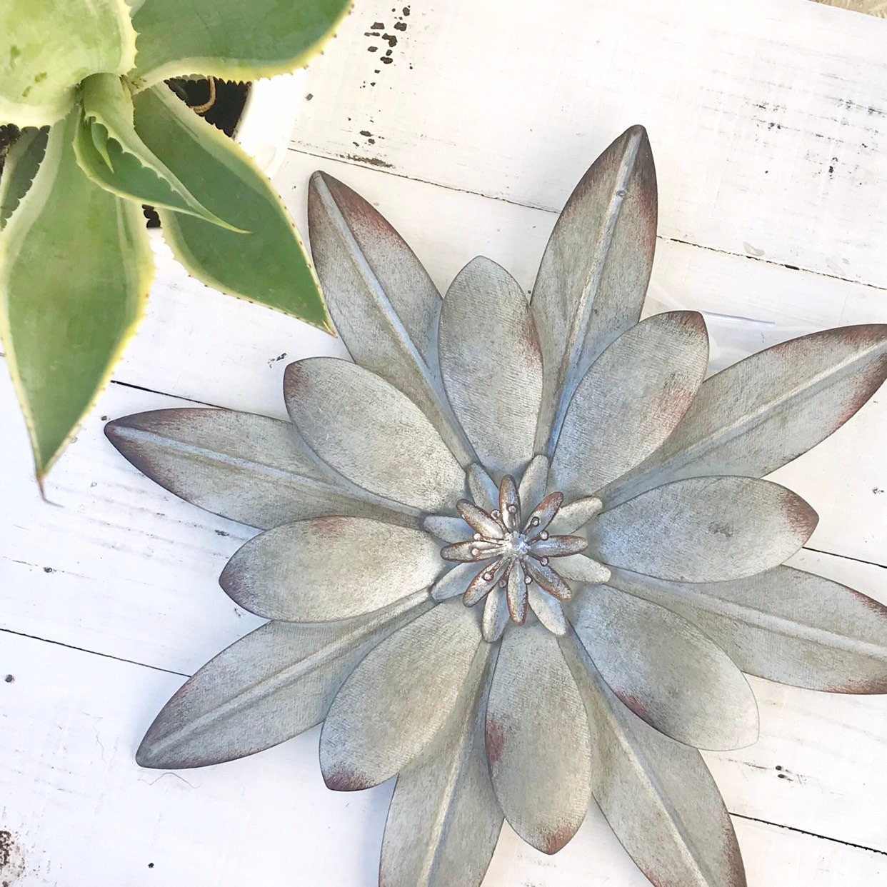 Galvanized Wall Flower/ Red Metal Flower/ Flower Art/ Metal | Etsy