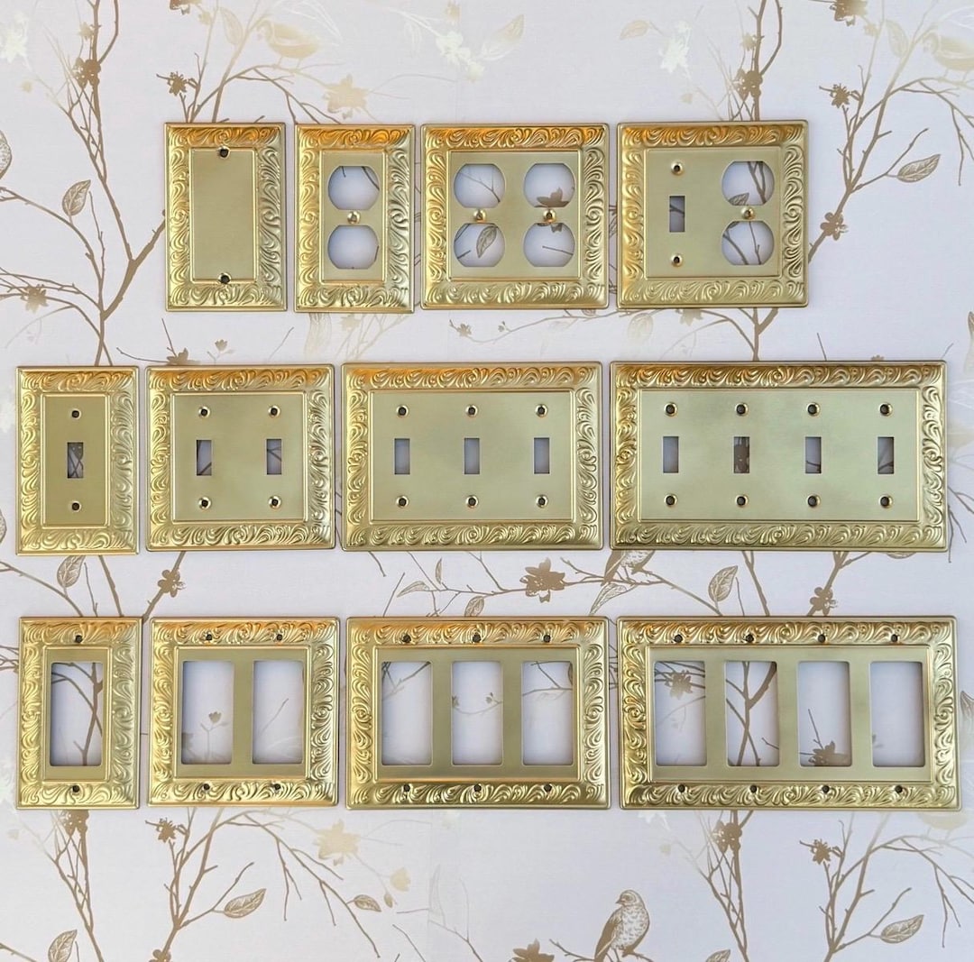 Ornate Metal Switch Plates, Raised Paisley Design, Gold Outlet Covers ...