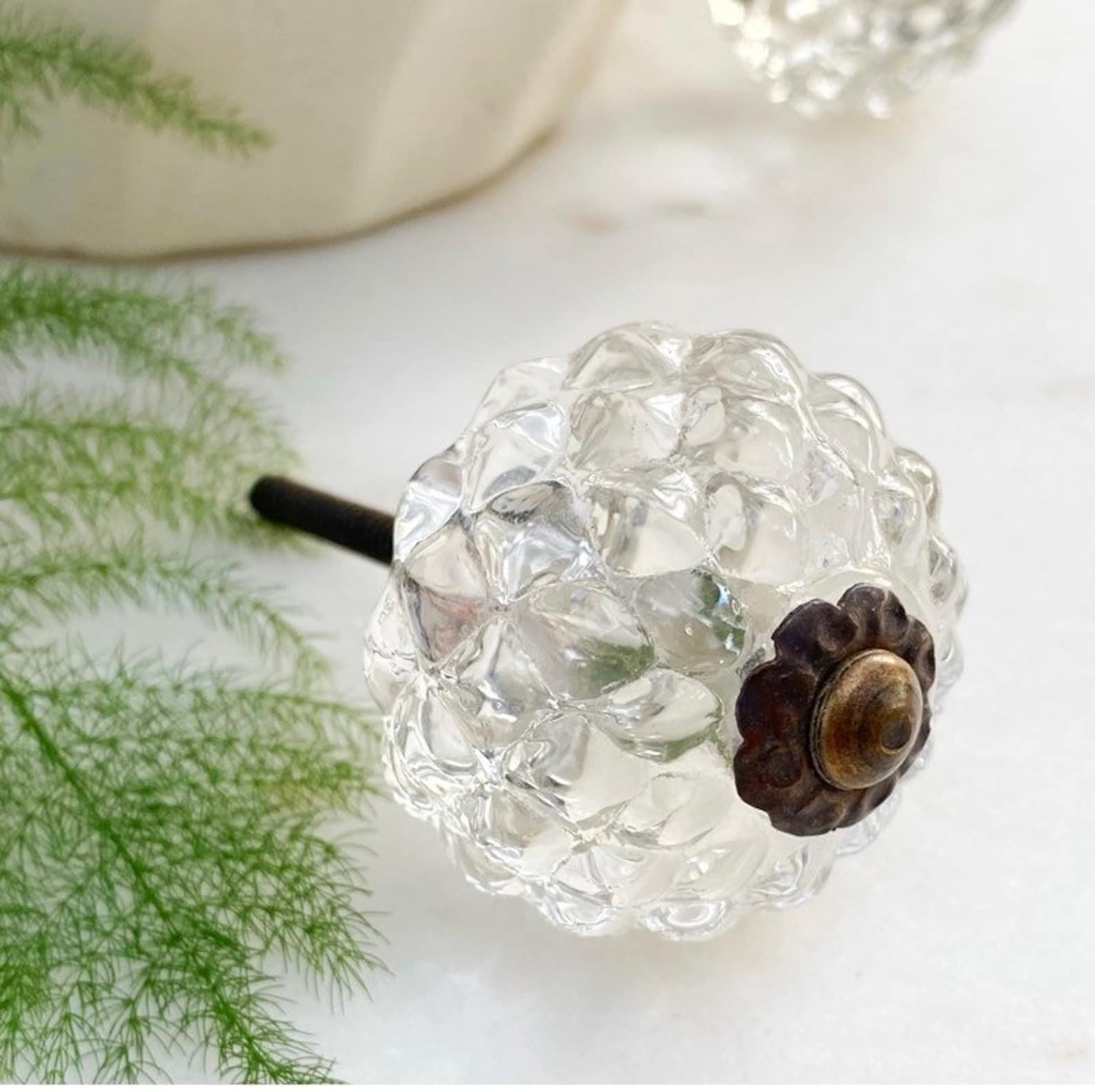 Glass Knob Round Glass Knob Clear Glass Knob Faceted Round - Etsy