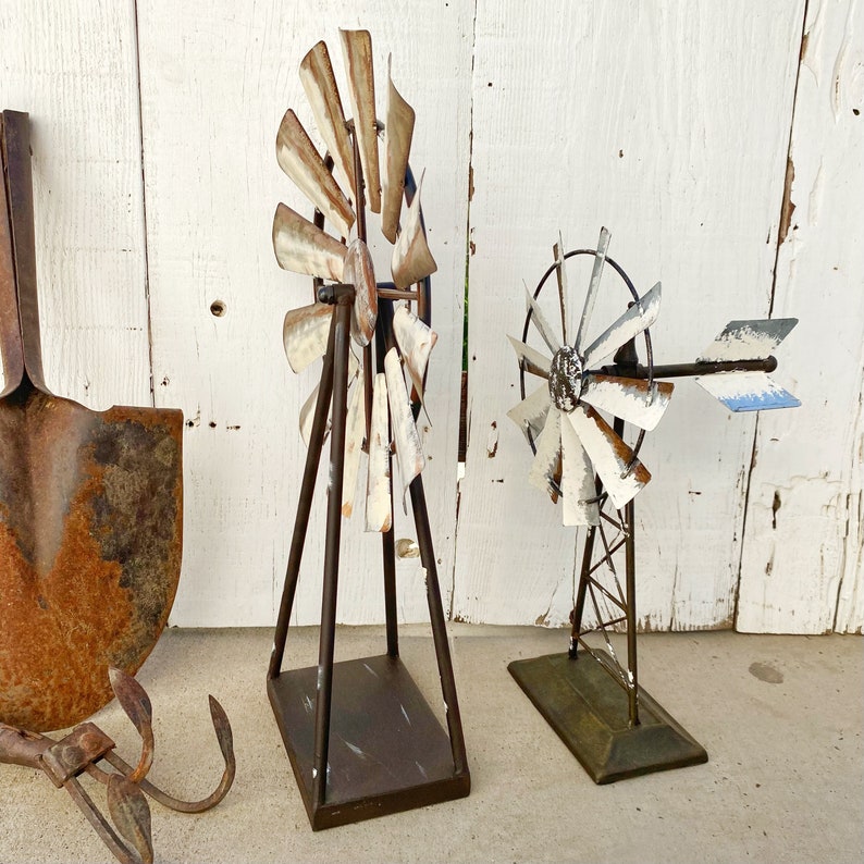 Rustic Metal Windmill: Farmhouse Tabletop Decor - Etsy