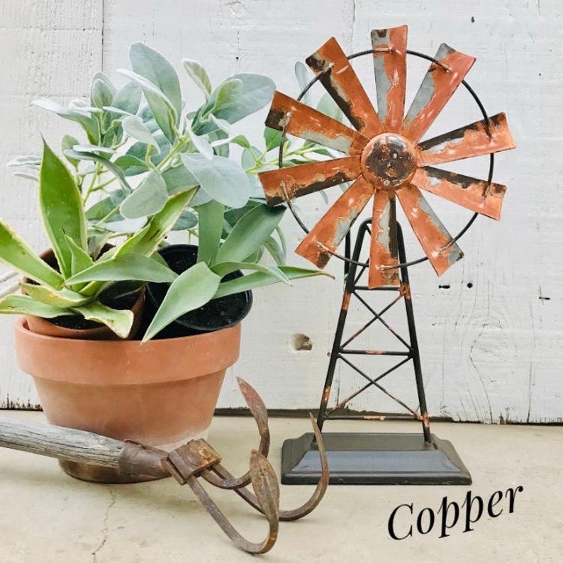 Rustic Metal Windmill: Farmhouse Tabletop Decor - Etsy