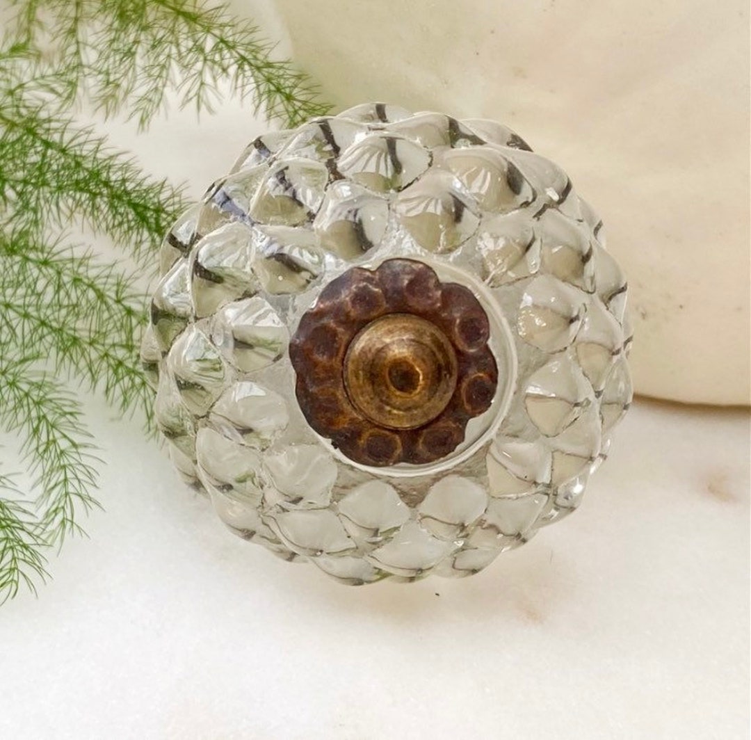 Glass Knob, Round Glass Knob, Clear Glass Knob, Faceted Round Glass ...