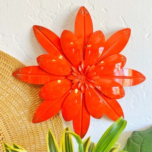 Galvanized Wall Flower/ Red Metal Flower/ Flower Art/ Metal - Etsy