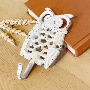 Metal Owl Hook, Whimsical Distressed Decor, Almond Cream & Sea Green - Etsy