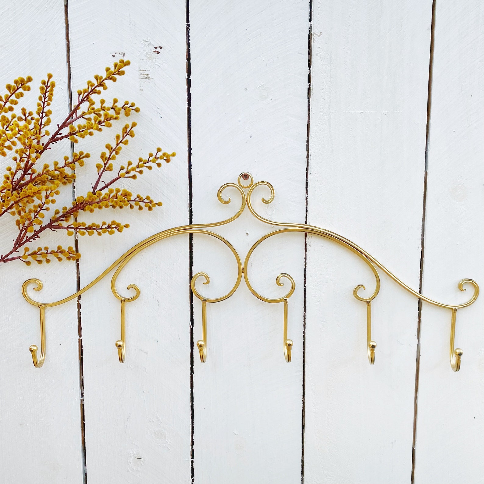 Metal Wall Hanger With 6-hooks Shabby Chic Wall Hook Bow - Etsy