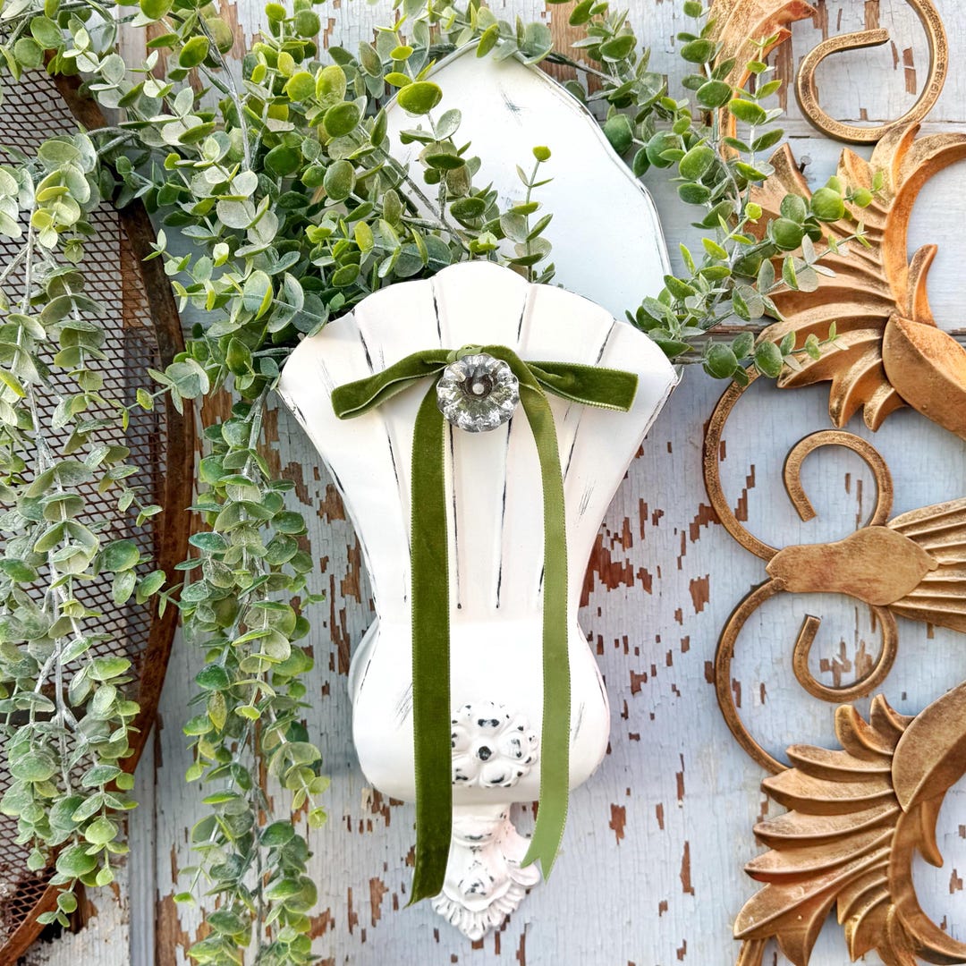 Wall Pocket, French Cottage Flower Wall Pocket, French Country Wall ...