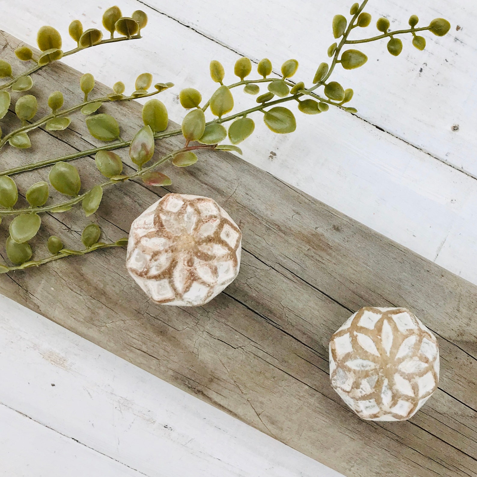 Flower Knob Brown Whitewash Knobs Modern Knobs Ceramic | Etsy