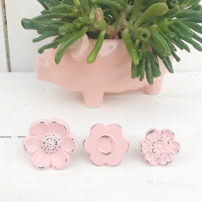Pink Flower Knob Pink Room Shabby Chic Dresser Knobs - Etsy
