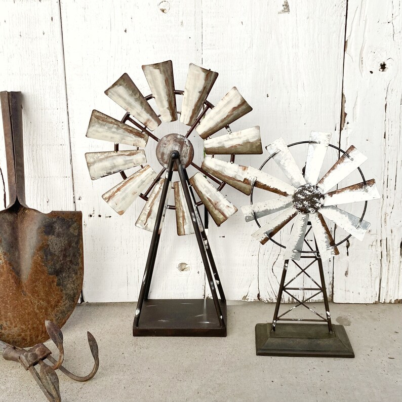 Rustic Metal Windmill: Farmhouse Tabletop Decor - Etsy