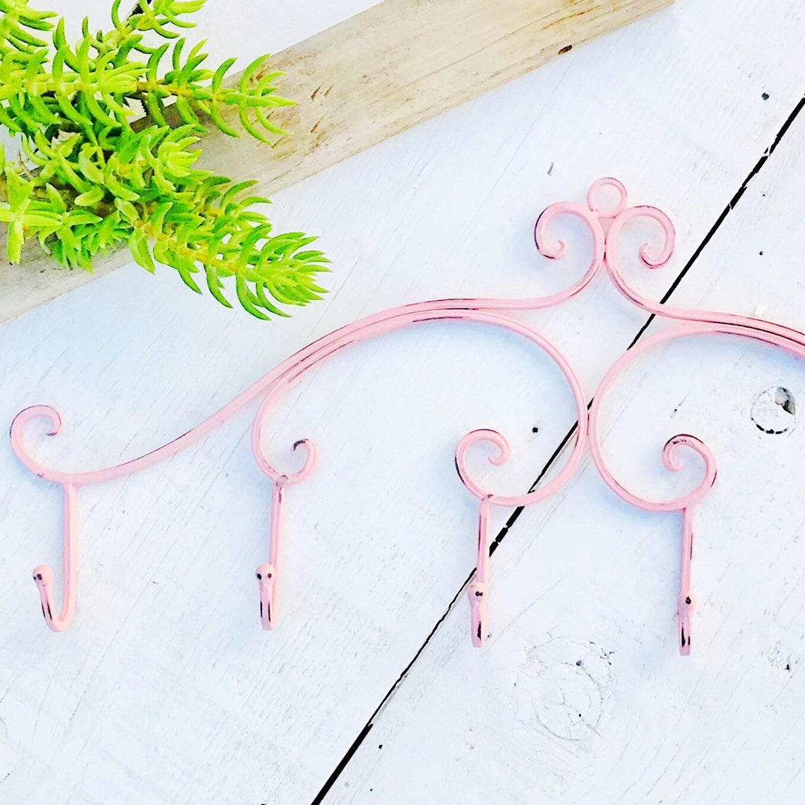 Metal Wall Hanger With 6-hooks Shabby Chic Wall Hook Bow - Etsy