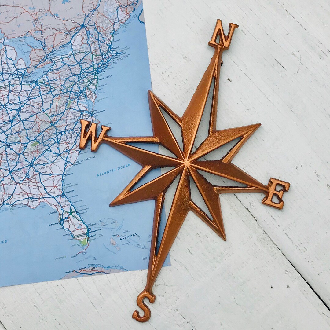 Metal Star Compass: Nautical Wall Decor, Beach House Coastal Accent - Etsy