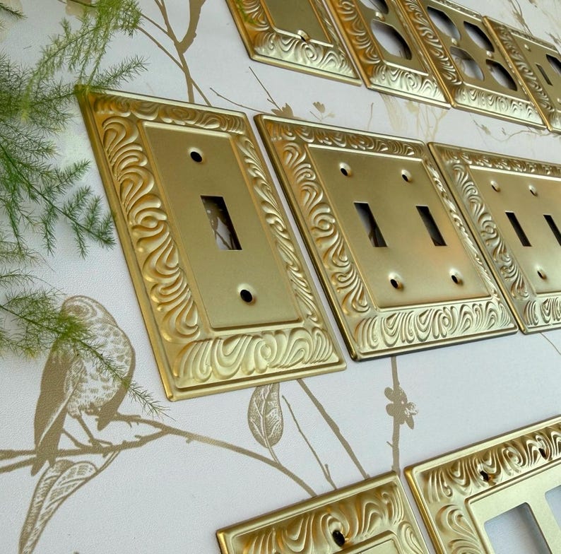 Ornate Metal Switch Plates, Raised Paisley Design, Gold Outlet Covers ...