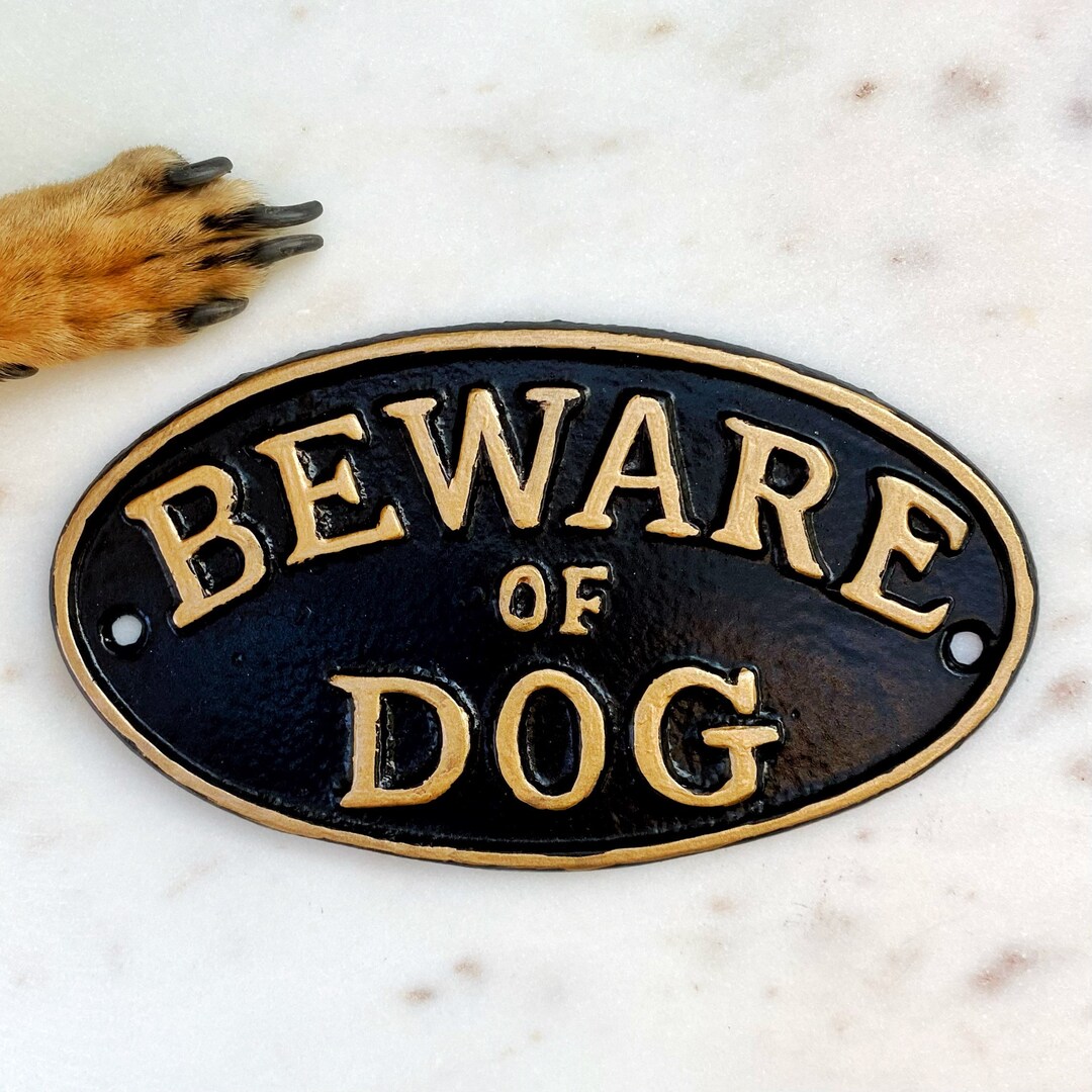 Beware of Dog Sign, Dog Lover, Cast Iron Dog Sign, Red Dog Sign, Puppy ...