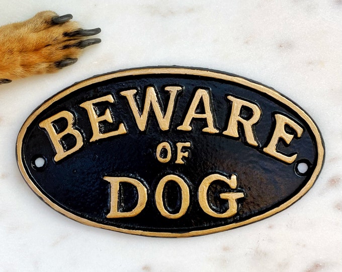 Beware of Dog Sign, Dog Lover, Cast Iron Dog Sign, Red Dog Sign, Puppy ...