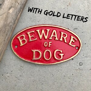 Beware of Dog Sign, Dog Lover, Cast Iron Dog Sign, Red Dog Sign, Puppy ...