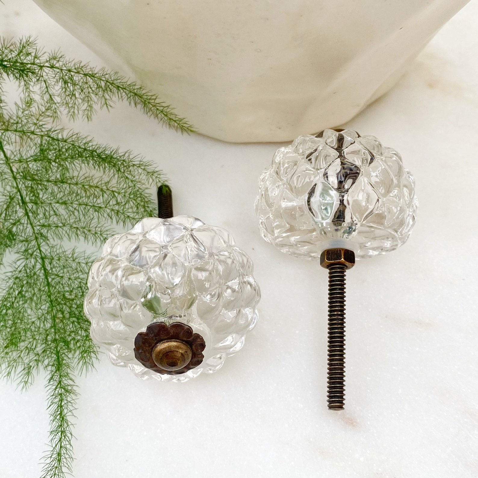 Glass Knob Round Glass Knob Clear Glass Knob Faceted Round - Etsy