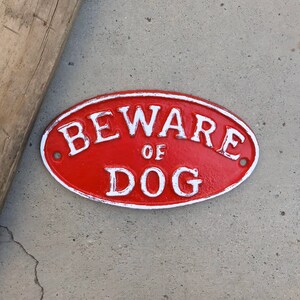 Beware of Dog Sign, Dog Lover, Cast Iron Dog Sign, Red Dog Sign, Puppy ...