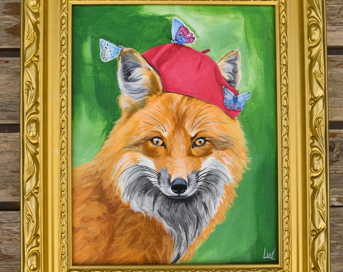 French Fox Painting, "foxy Lady"," 8 X 10", Original Art by Lauren ...