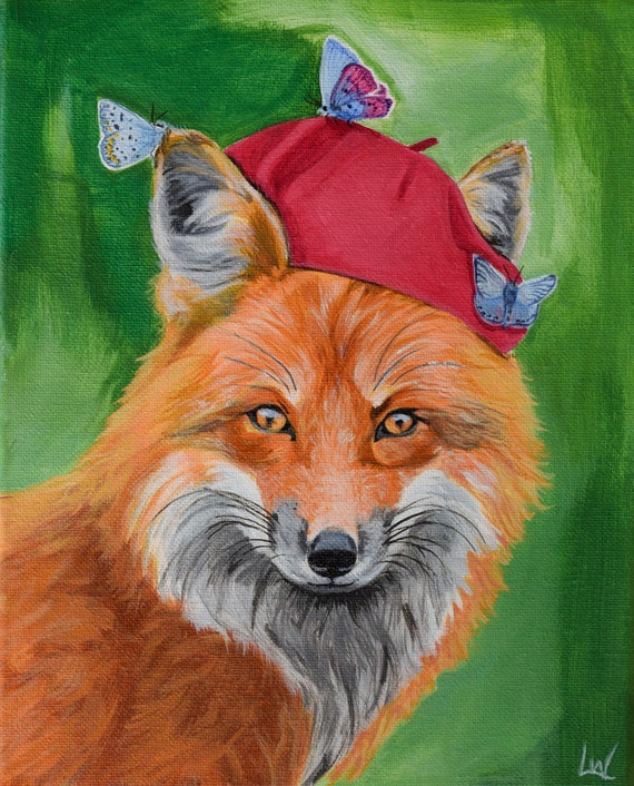 French Fox Painting foxy Lady 8 X | Etsy