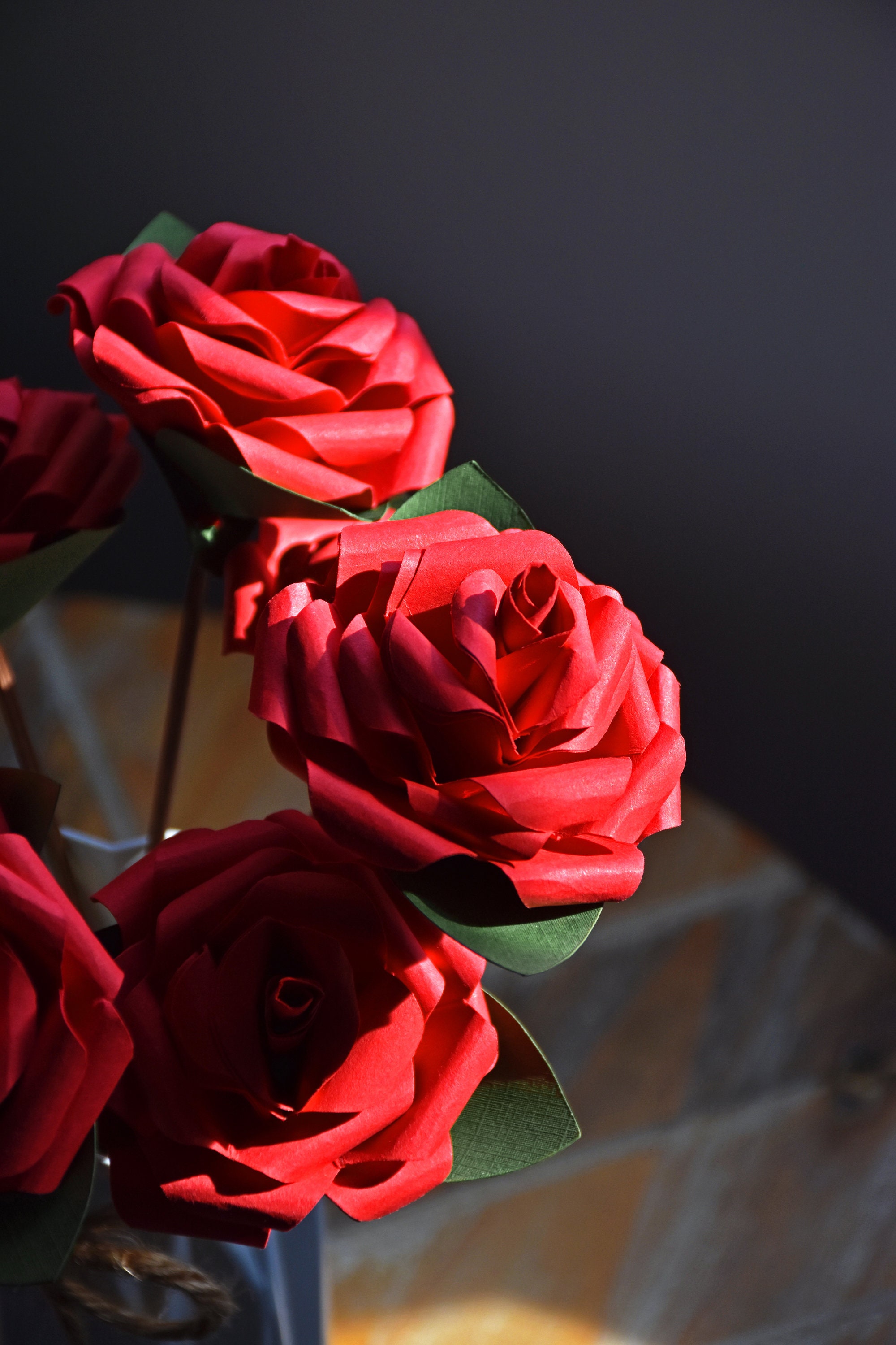 Red Paper Flower Bouquet, Handmade Red Origami Flower Arrangement ...