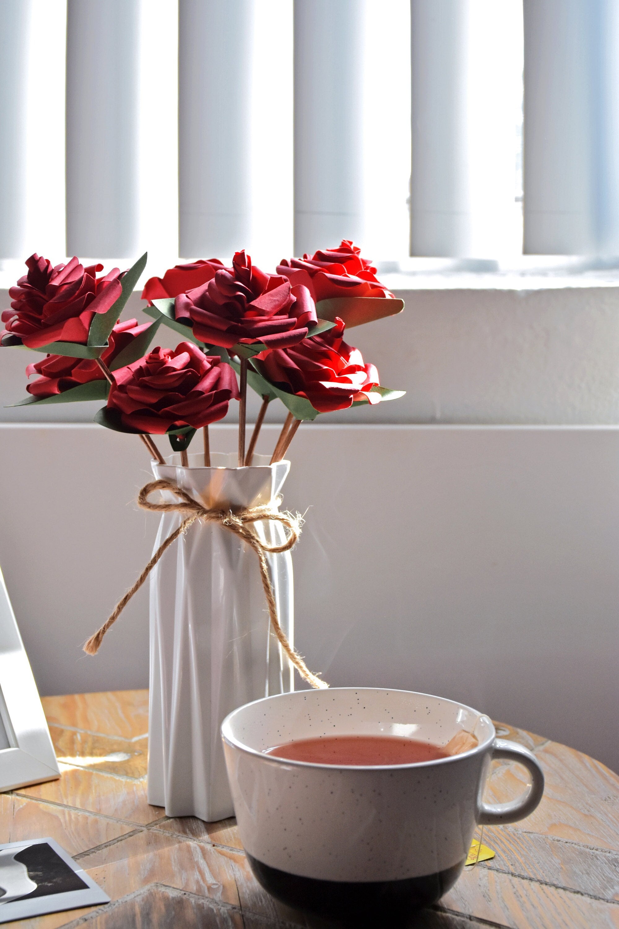 Red Paper Flower Bouquet, Handmade Red Origami Flower Arrangement ...