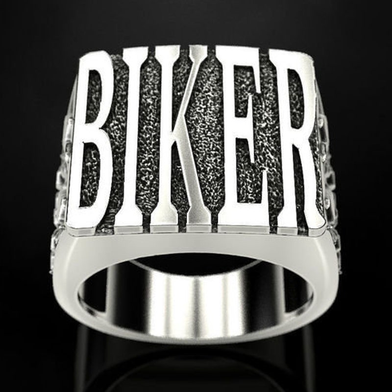 Silver Biker Ring - Etsy