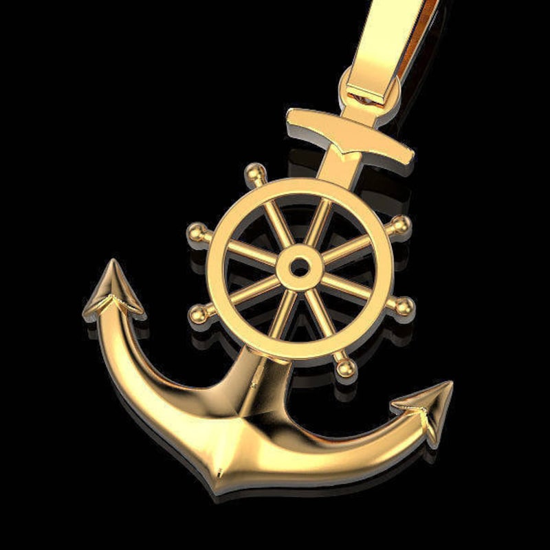 Gold Anchor Pendant - Etsy