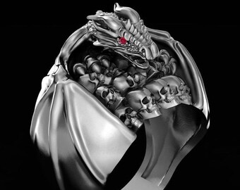 Dragon Skull Ring - Etsy