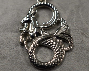 Capricorn Snake Pendant 10k/14k/18k White Yellow Rose | Etsy