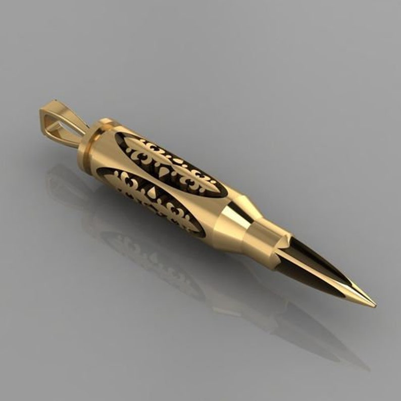 One Shot Bullet Pendant 10k/14k/18k White Yellow Rose - Etsy