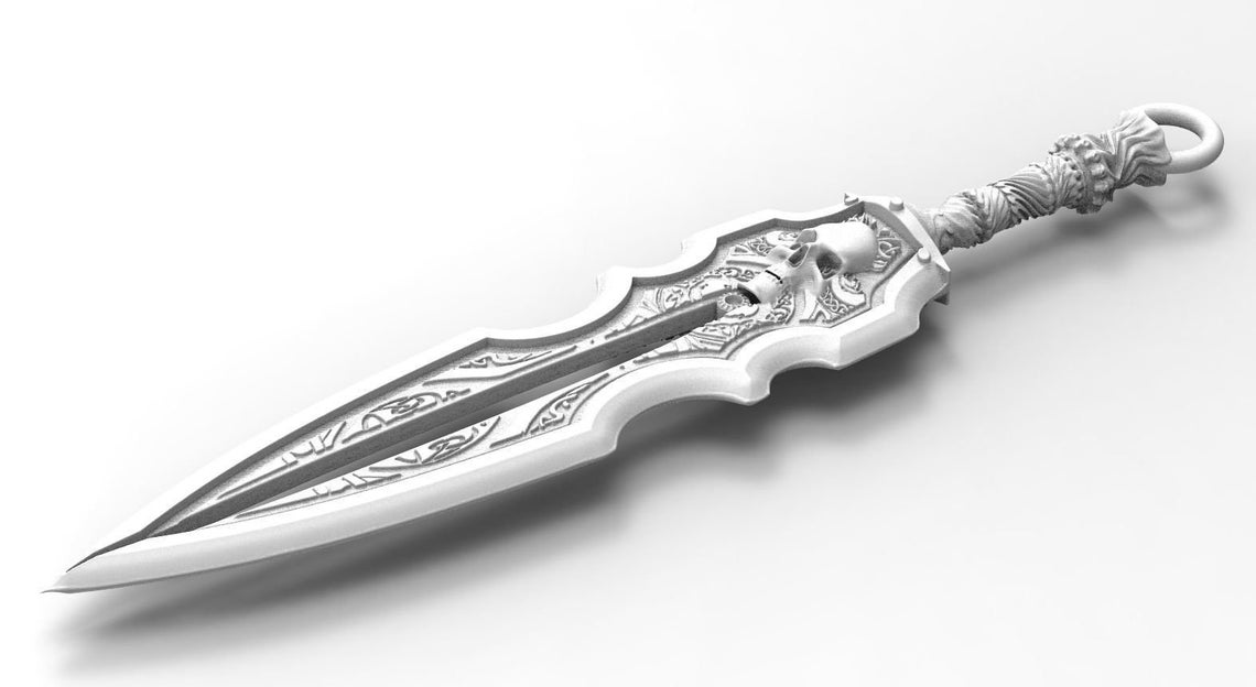 Mournblade Dagger Pendant 10k/14k/18k White Yellow Rose | Etsy