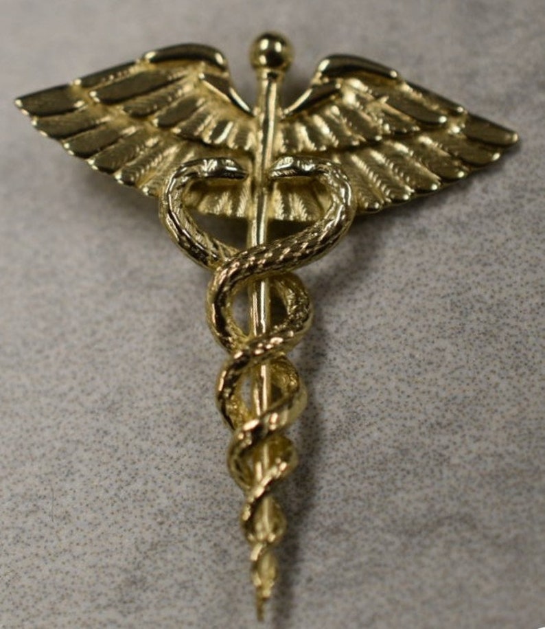 Caduceus First Aid Pendant 10k/14k/18k White Yellow Rose - Etsy